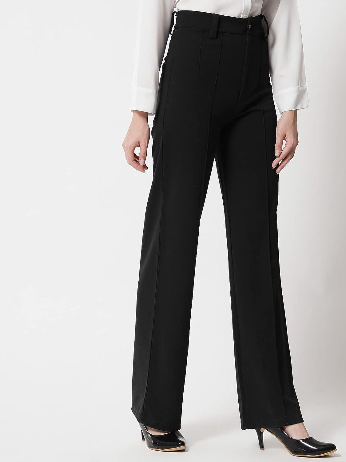 BUSINESS FORMALS: Solid Black Women Trousers – Pinkberry Apparels