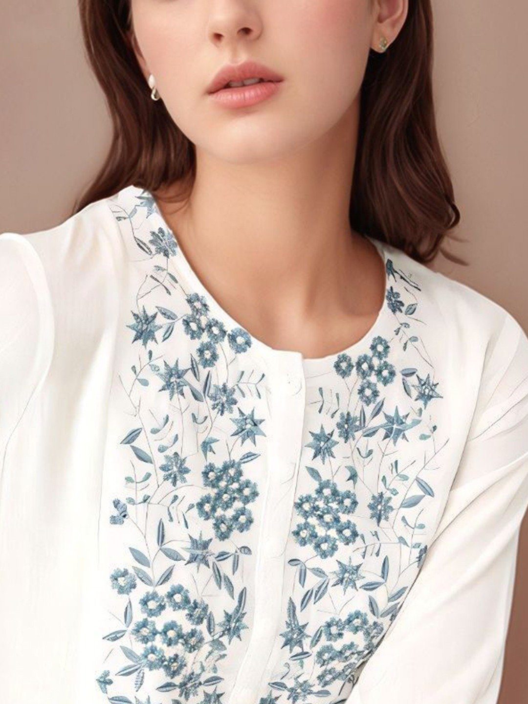 Pure White Refined Embroidered Cotton Tunic – Pinkberry Apparels