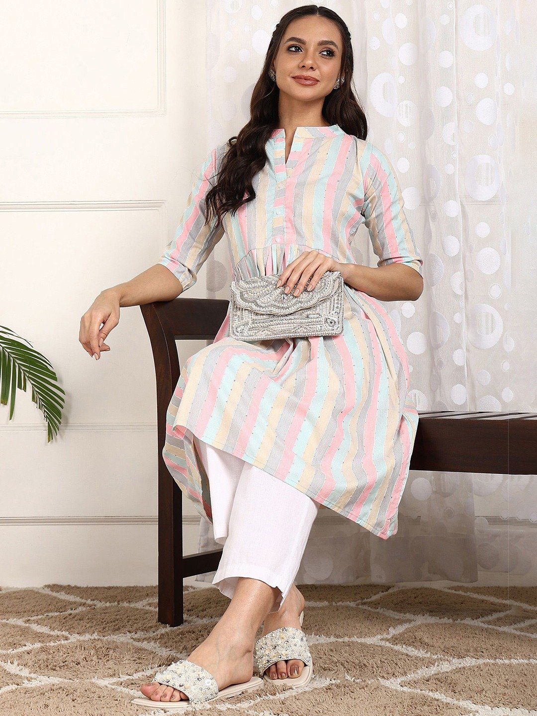 Pastel Cotton Embellished Tunic – Pinkberry Apparels