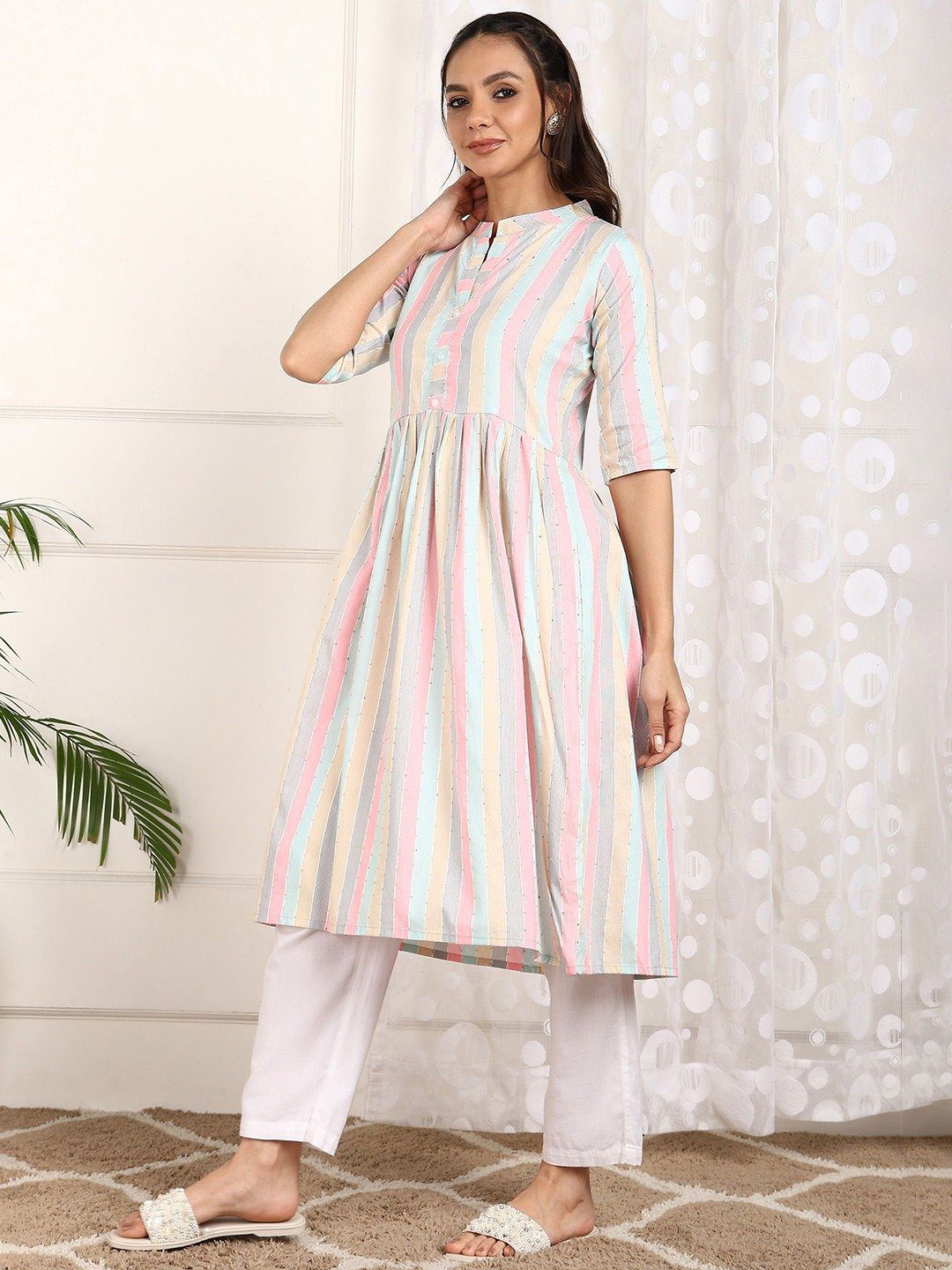 Pastel Cotton Embellished Tunic – Pinkberry Apparels